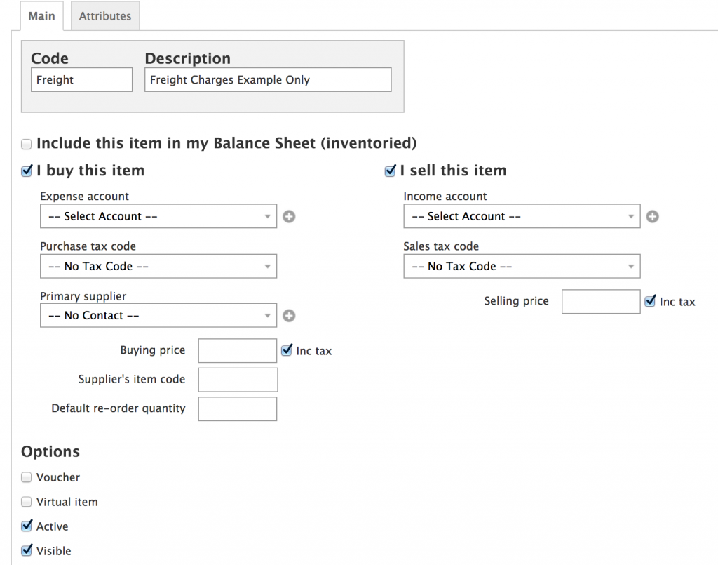 Customs and Freight Charges | Cloud Accounting by Saasu.com