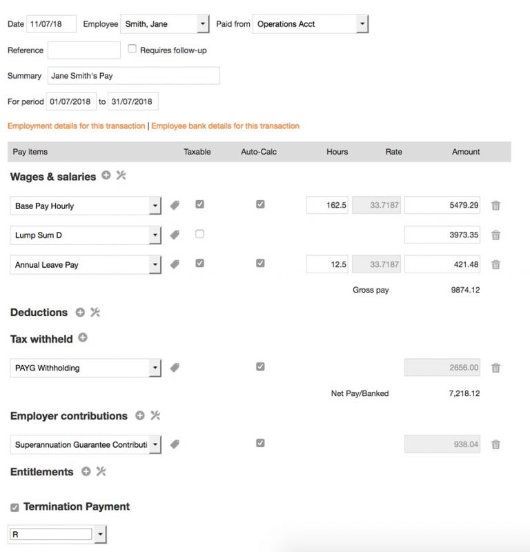 Termination Pay | Online Accounting